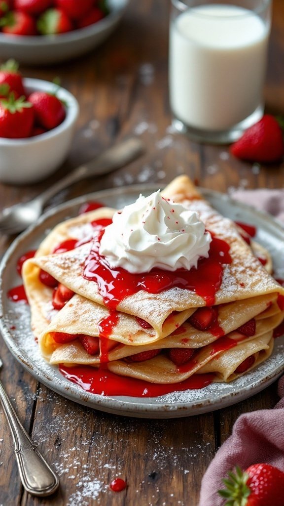 Delicious Strawberry Crepes with Cream - Dough Whisperer – Where Baking ...