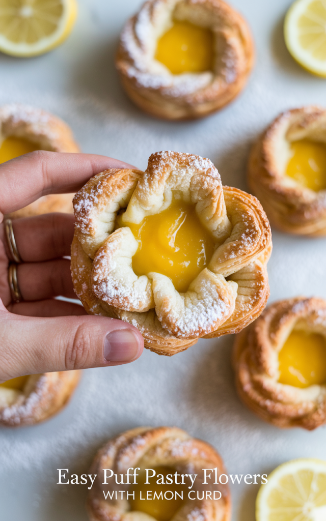 Blooming Citrus Delight: Easy Lemon Curd Puff Pastry Flowers for Easter ...